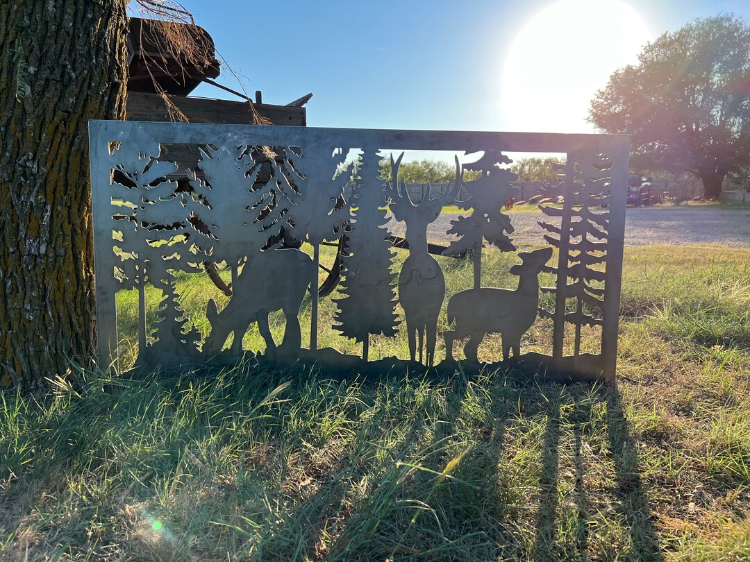Decorative Rustic Metal Panel, Metal Panel Insert, Wildlife Scenery ...
