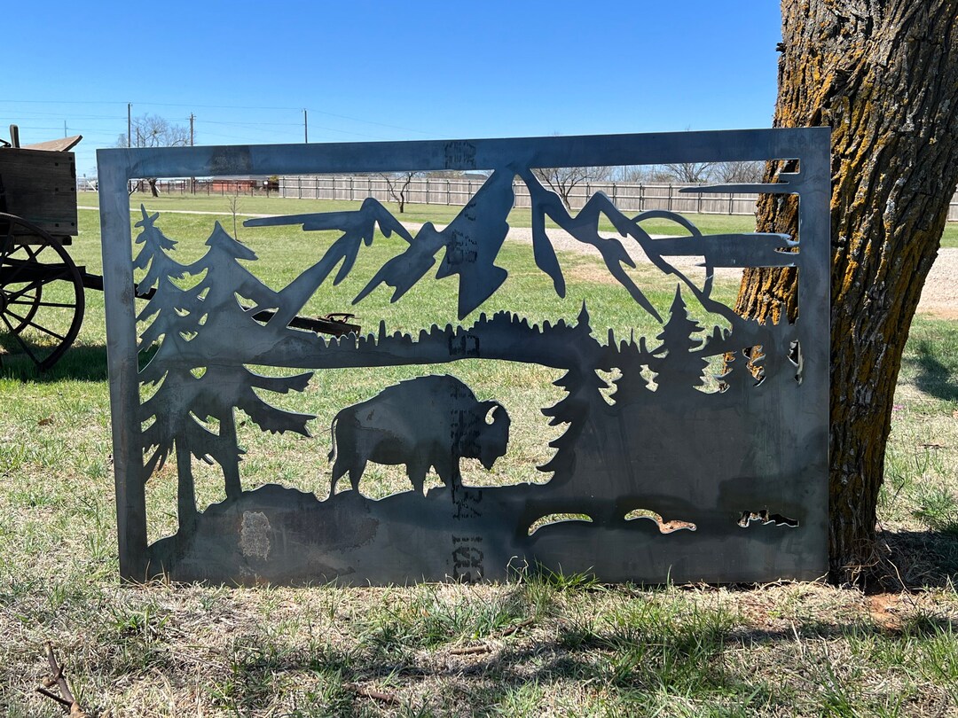 Decorative Rustic Metal Panel, Metal Panel Insert, Wildlife Scenery ...