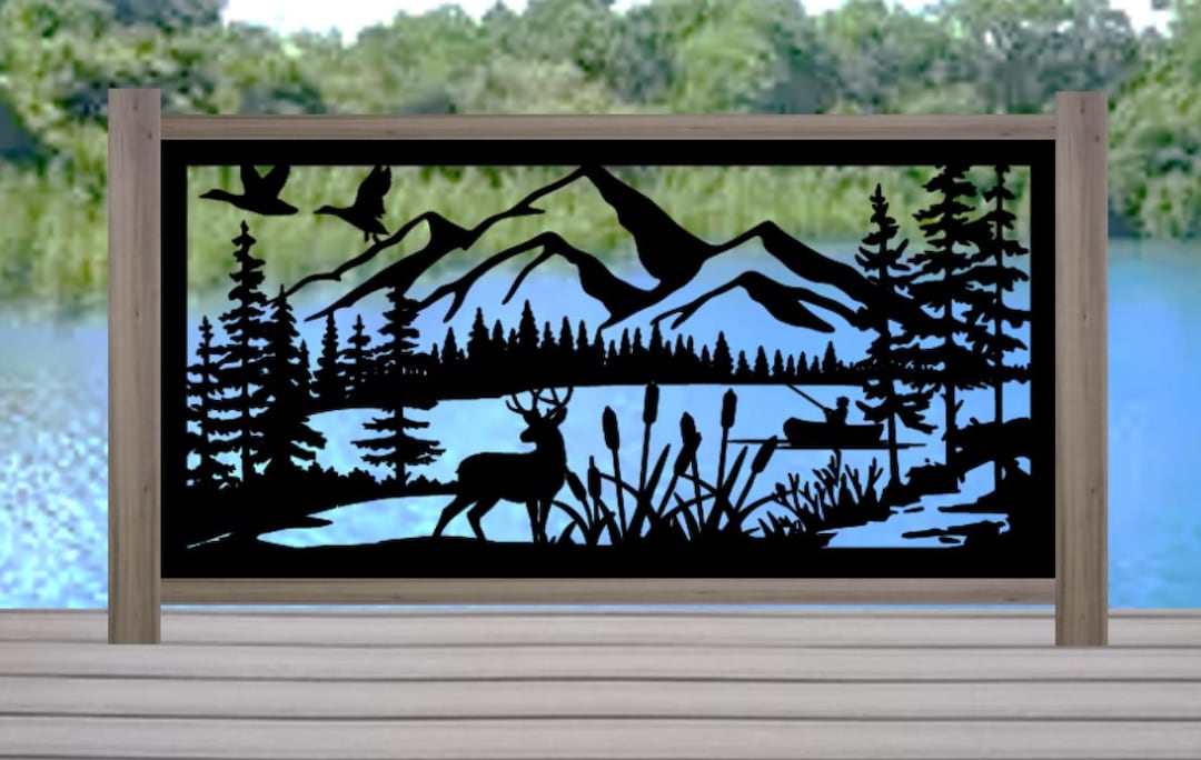 Decorative Rustic Metal Panel Insert, Rustic Metal Wall Art - Mountain ...
