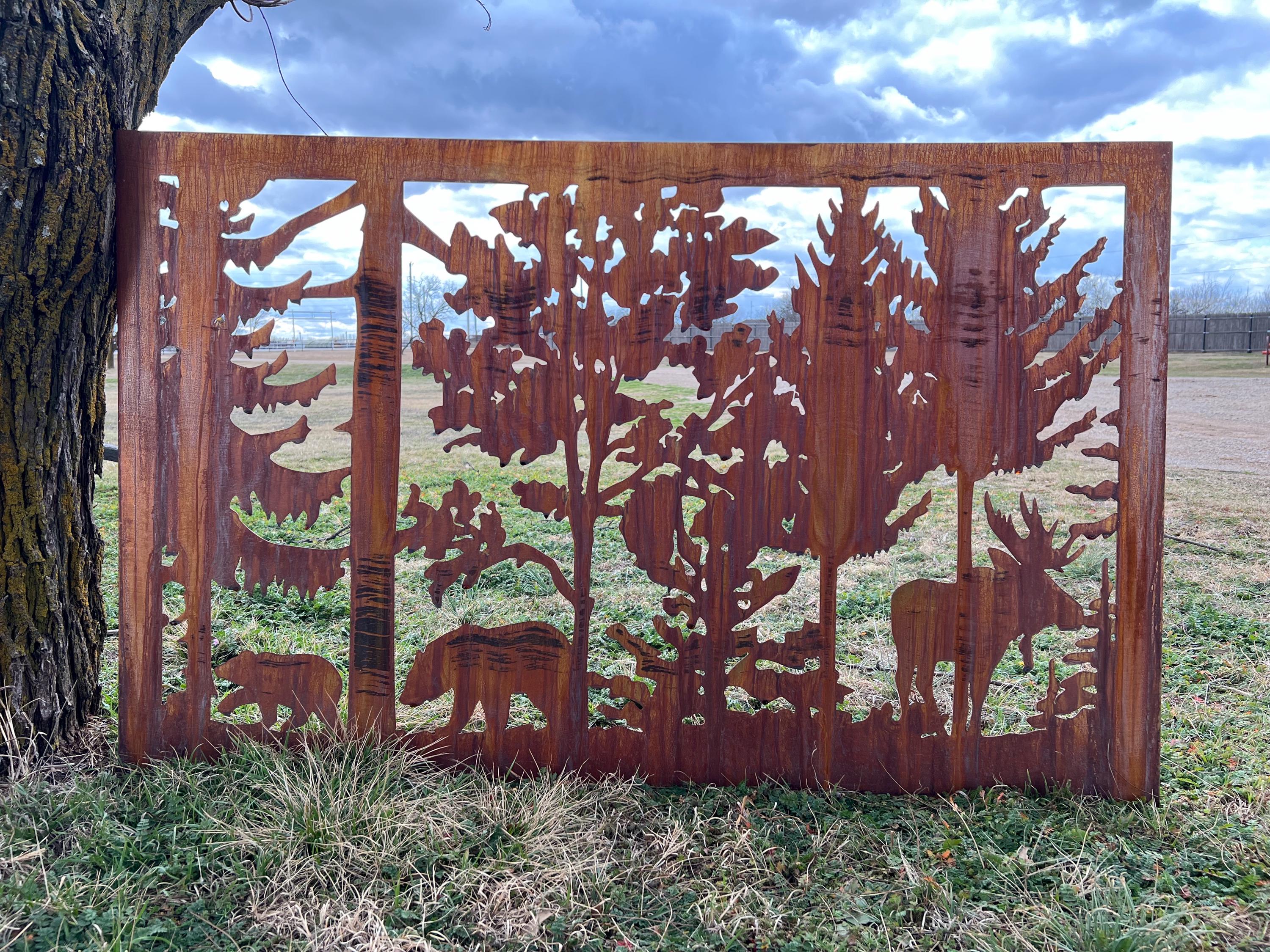 Decorative Rustic Metal Panel, Metal Panel Insert, Wildlife Scenery ...