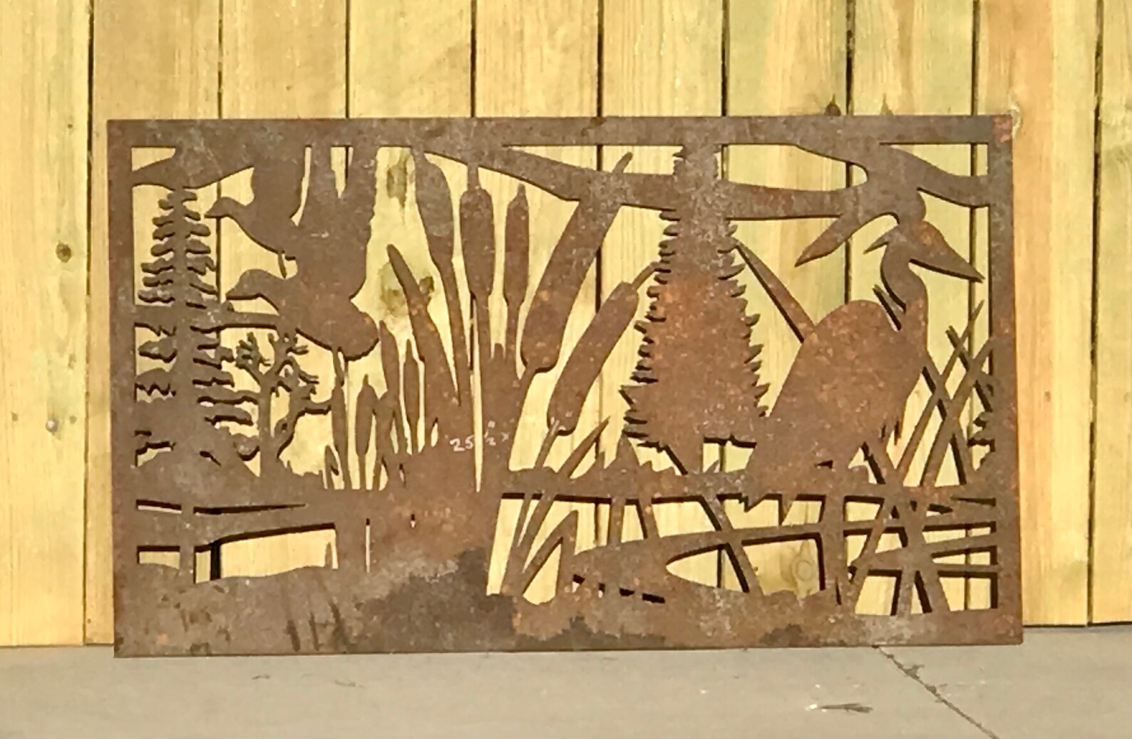Decorative Rustic Metal Panel, Metal Panel Insert, Wildlife Scenery ...