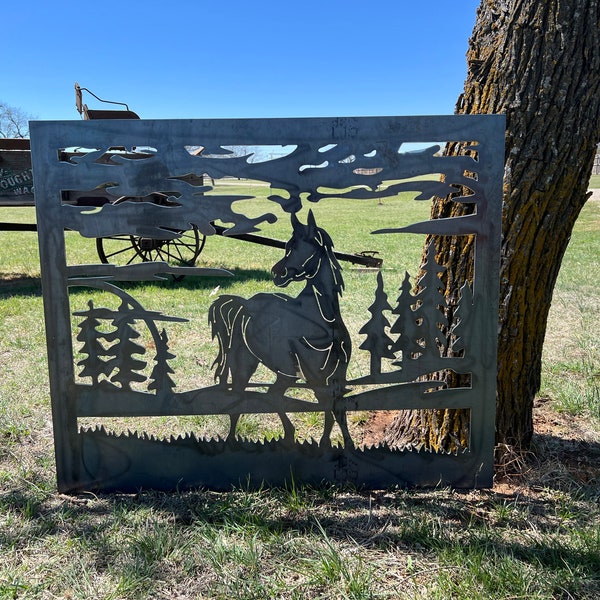 Decorative Rustic Metal Panel, Metal Panel Insert, Wildlife Scenery ...