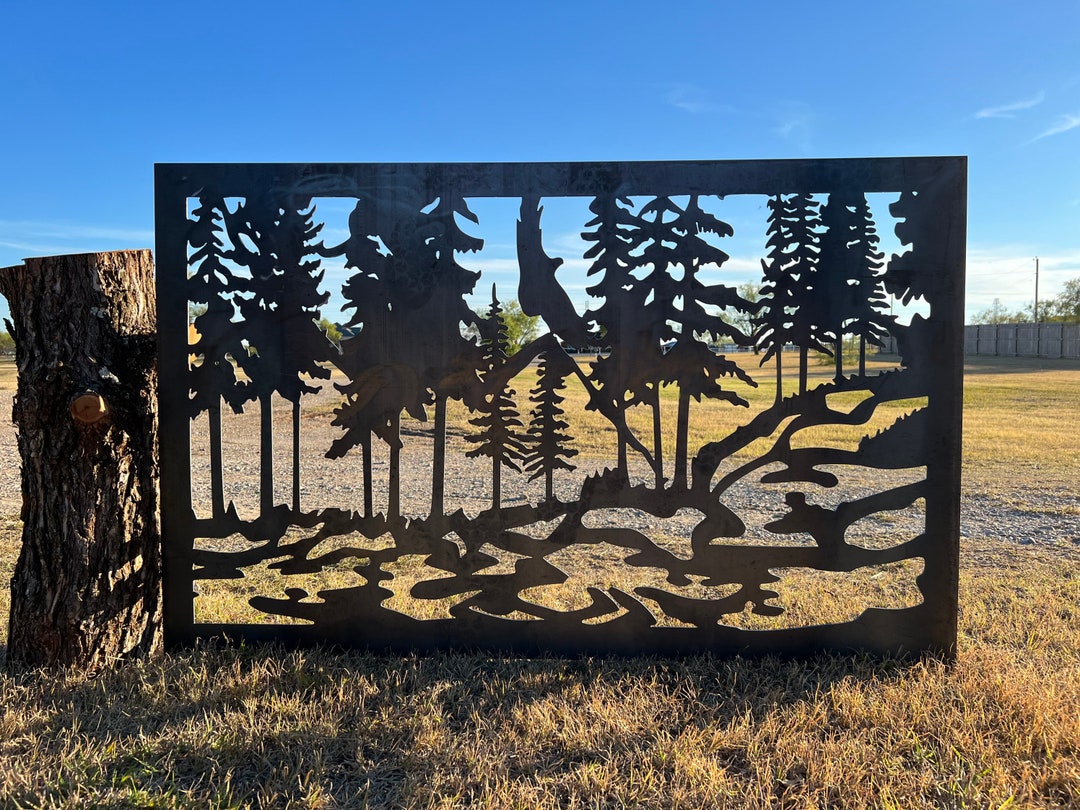 Decorative Rustic Metal Panel, Metal Panel Insert, Wildlife Scenery ...