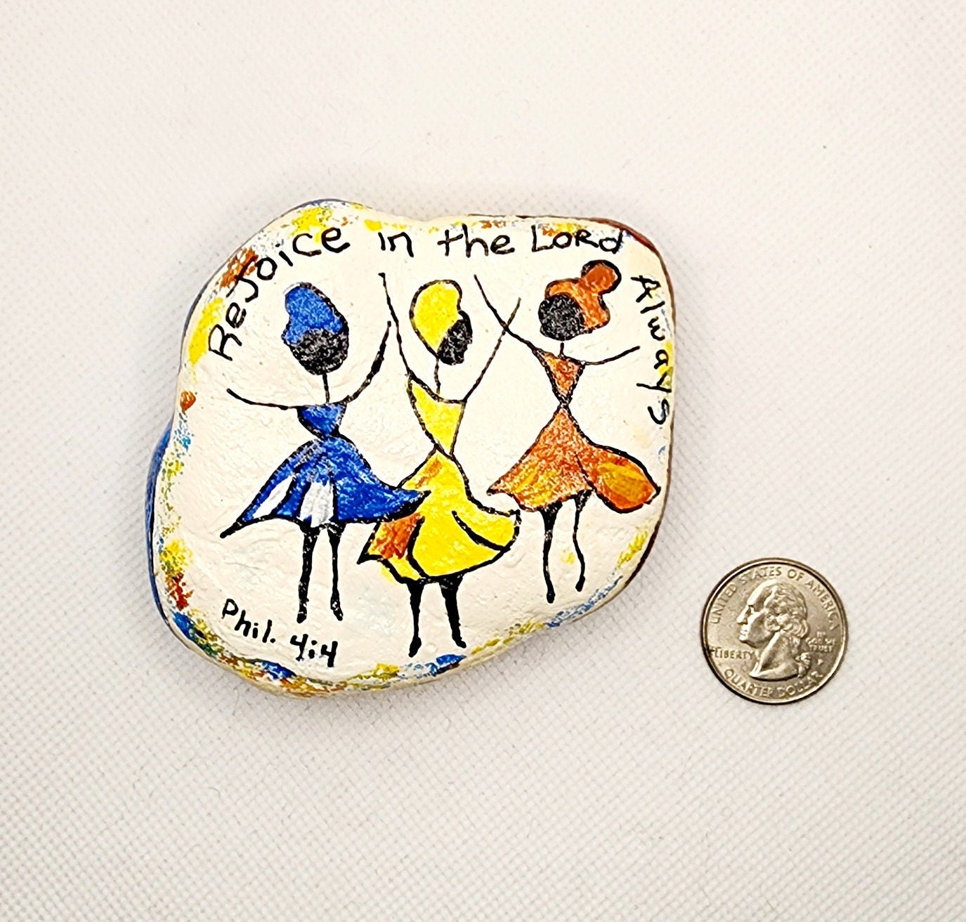 Painted Rock, Rejoice/faith Hope Love, Painted Stone, Rock Art, Painted ...