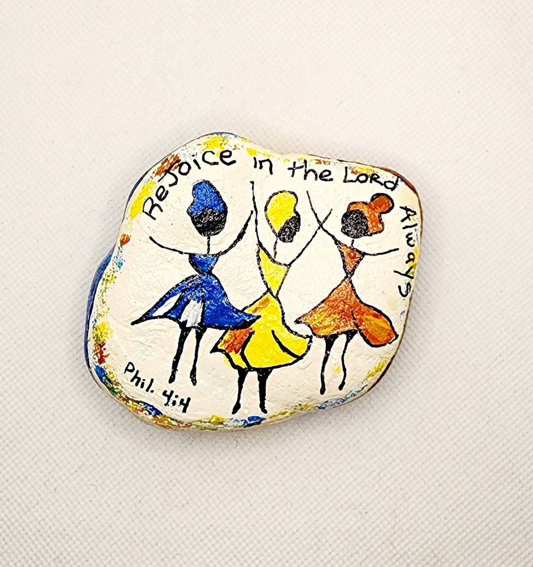 Painted Rock, Rejoice/faith Hope Love, Painted Stone, Rock Art, Painted ...