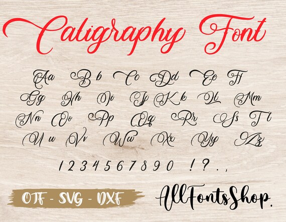 Calligraphy Font OTF Curisve Font Svg Calligraphy Letters SVG | Etsy