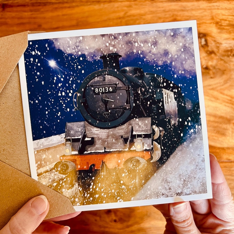 Train Christmas Card - Etsy UK