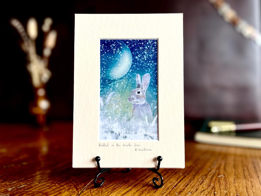 Printed Celestial Rabbit Art Print Framed in Mount for Coffee Table ...