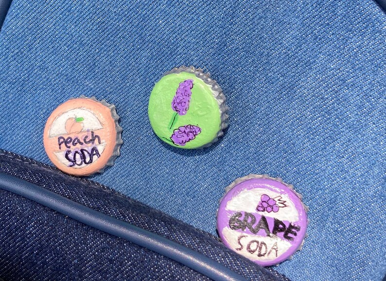 Three Matching Bottle Cap Pin Set - Etsy