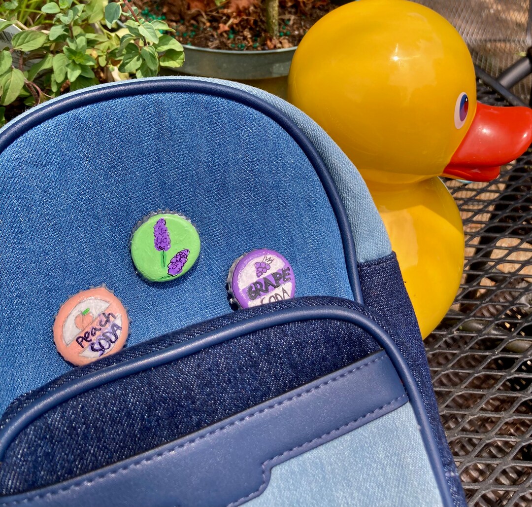 Three Matching Bottle Cap Pin Set - Etsy