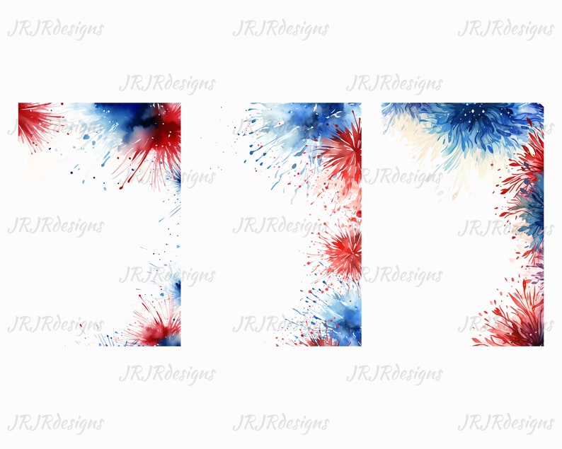 25 4th of July Fireworks Corner Frames Clipart Bundle | Aspect Ratio 2: ...