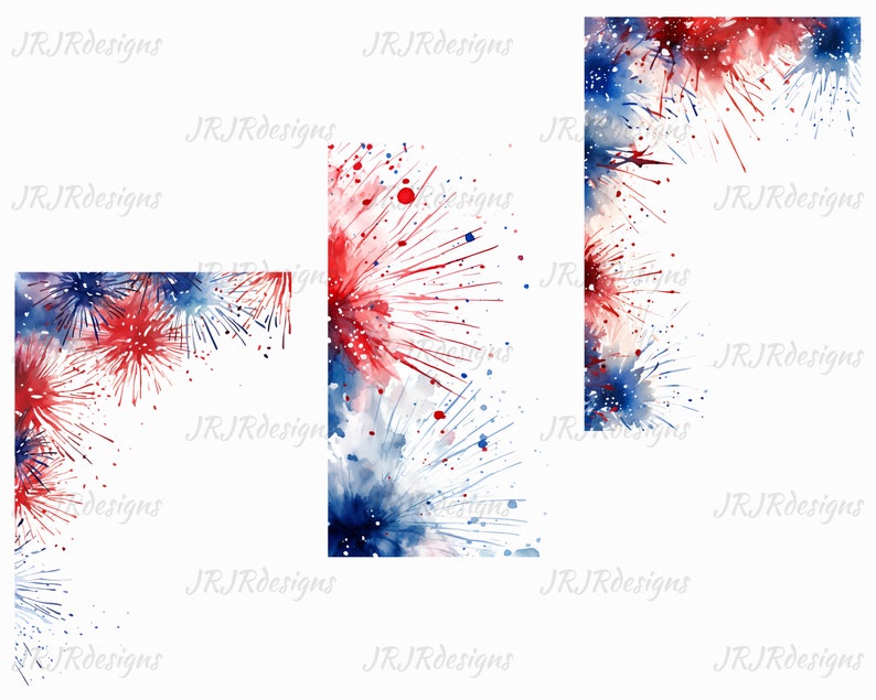 25 4th of July Fireworks Corner Frames Clipart Bundle | Aspect Ratio 2: ...