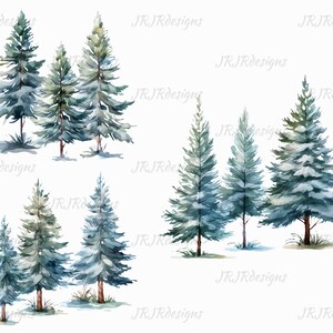 25 Winter Pine Trees Clipart Bundle | Watercolor | 300 DPI | Nature ...