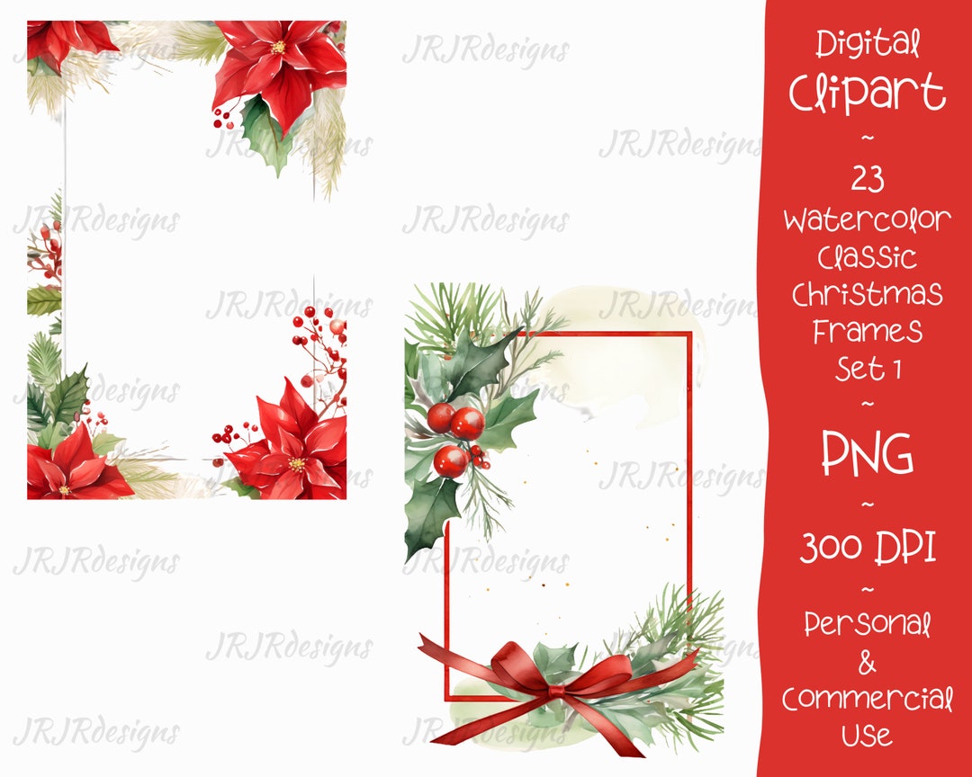 23 Classic Christmas Frames Clipart Bundle | Aspect Ratio 2:3 | 300 DPI ...