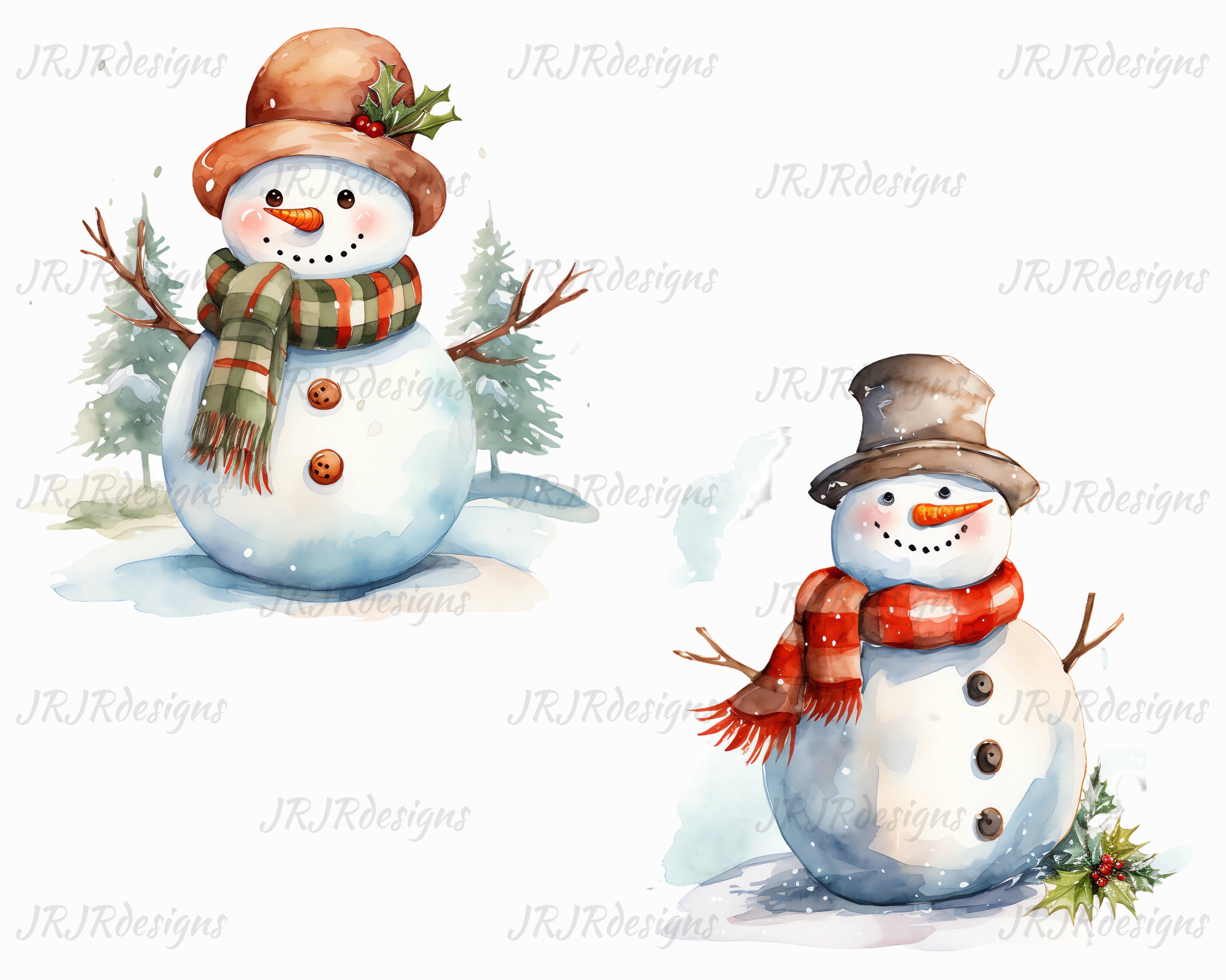 25 Snowmen Clipart Bundle | 300 DPI | Watercolor | Frosty the Snowman ...