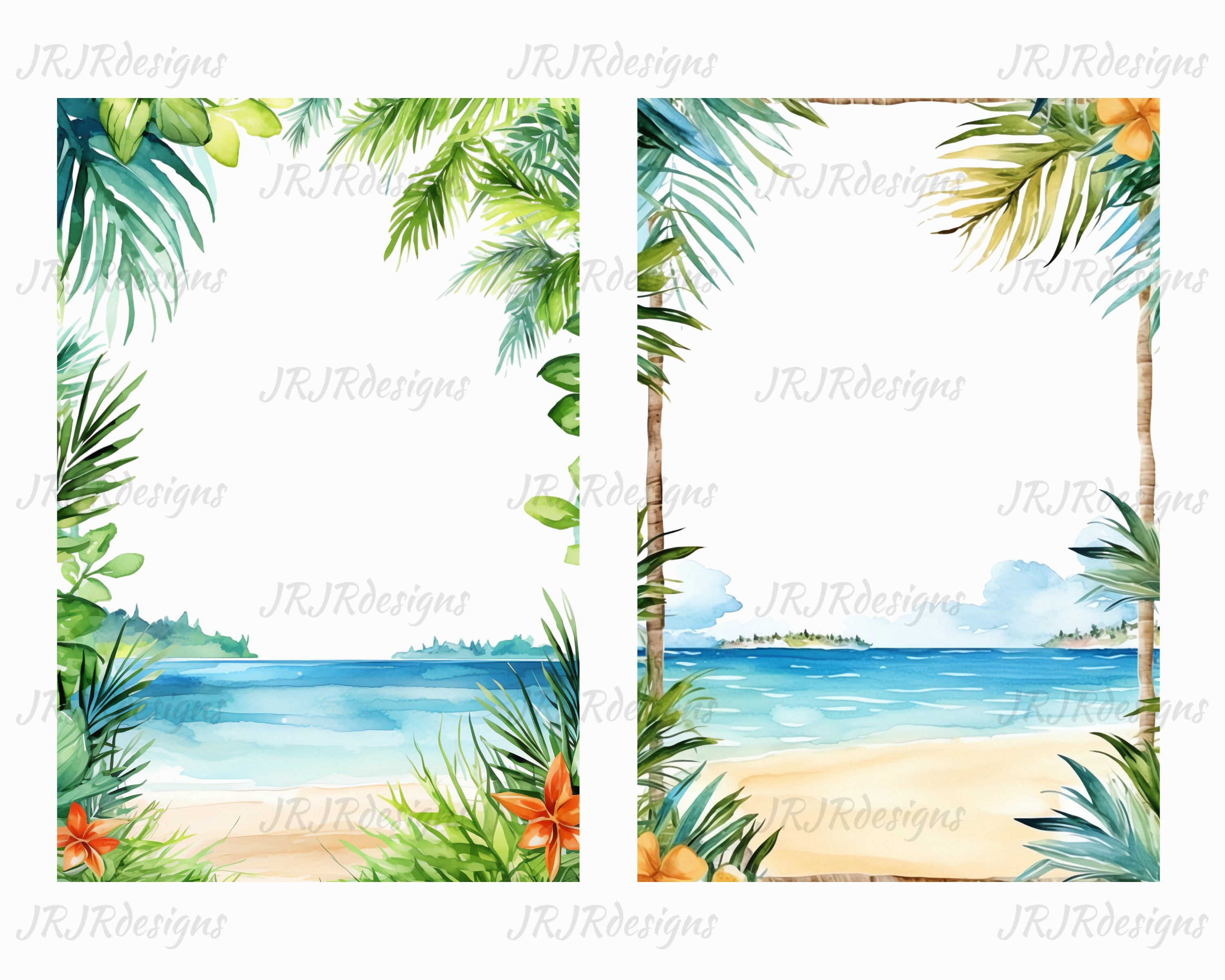 22 Beach Scene Frames Clipart Bundle | Aspect Ratio 2:3 | 300 DPI ...