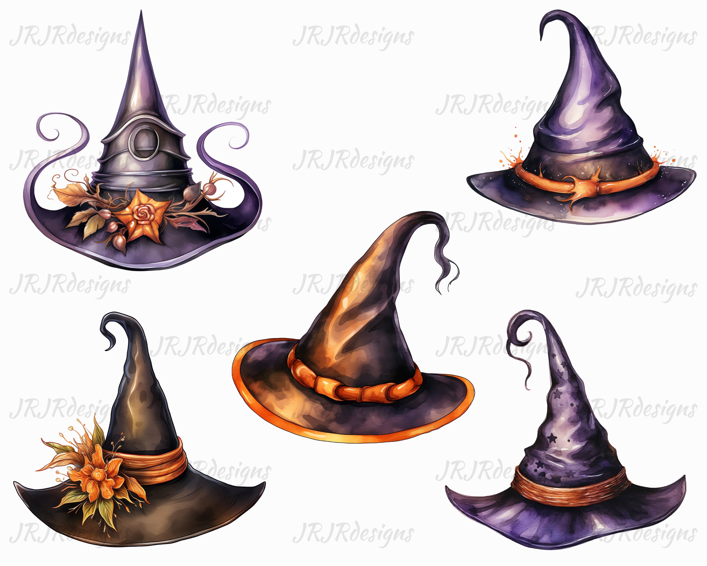 27 Witch Hats Clipart Bundle | 300 DPI | Watercolor | Halloween ...