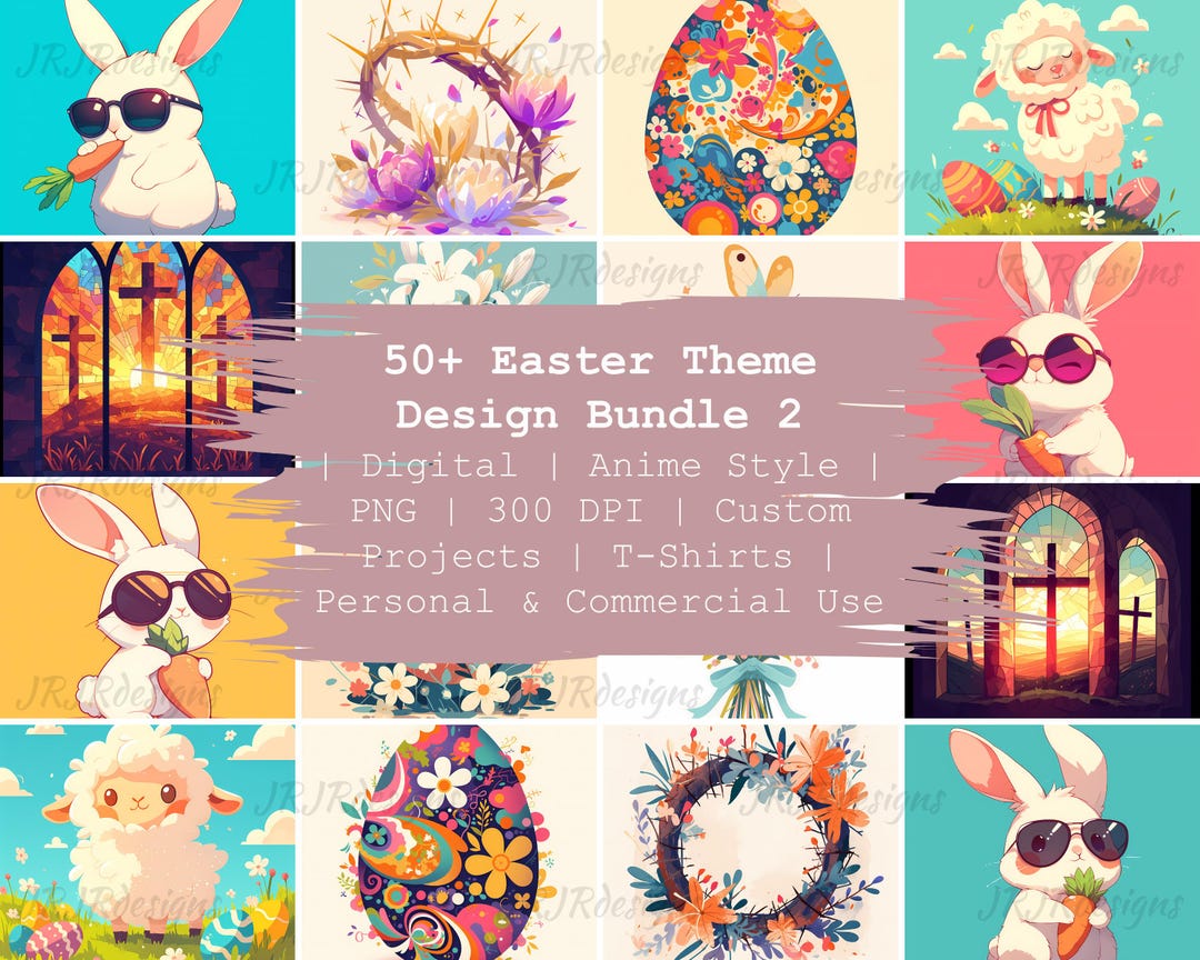 Anime Easter Designs Bundle: Christian Lilies, Crown of Thorns (digital ...