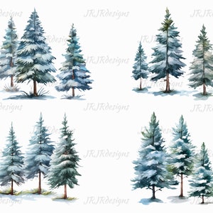 25 Winter Pine Trees Clipart Bundle | Watercolor | 300 DPI | Nature ...