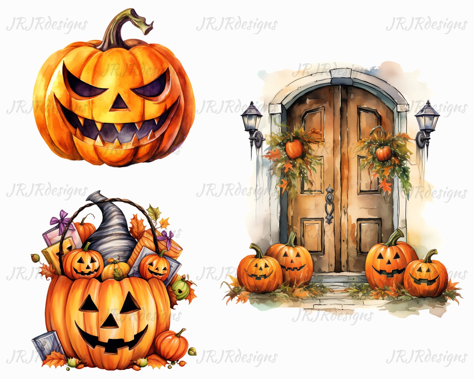 20 Trick or Treat Theme Clipart Bundle 300 DPI Watercolor - Etsy
