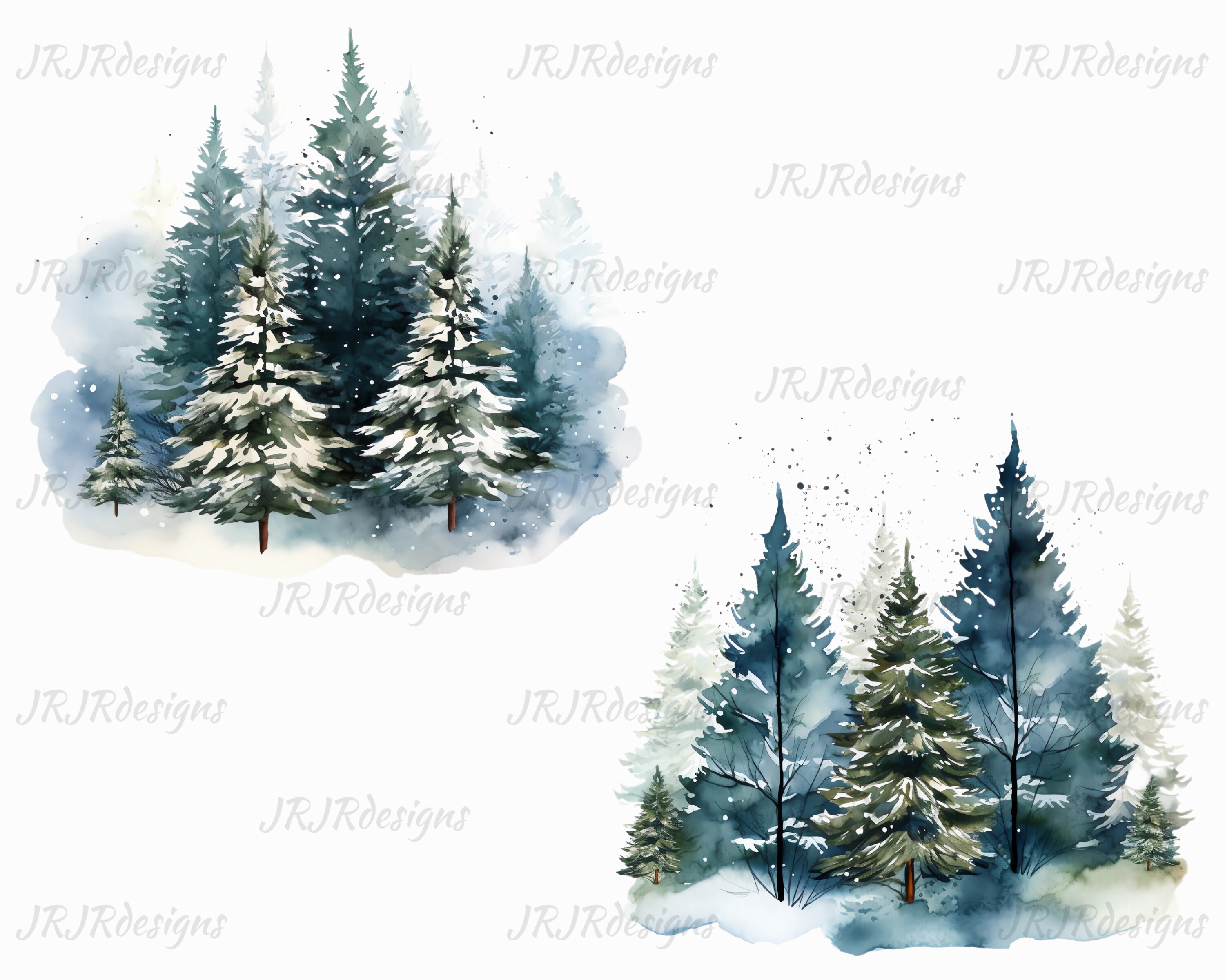 35 Winter Pine Trees Clipart Bundle | Watercolor | 300 DPI | Nature ...