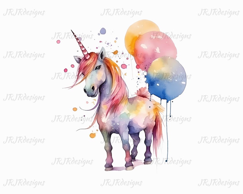 31 Unicorn Birthday Party Clipart Bundle 300 DPI Watercolor Unicorns ...