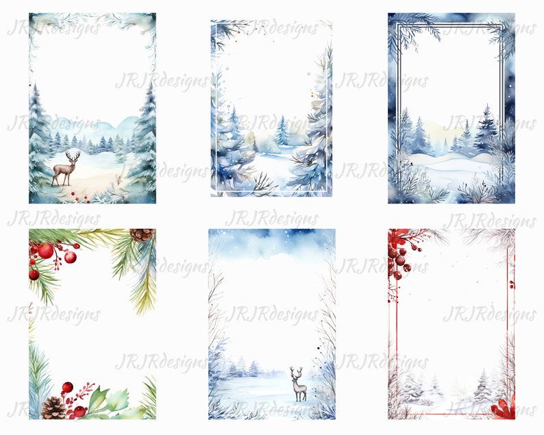 24 Watercolor Winter Frames Clipart Bundle (digital Download) - Etsy