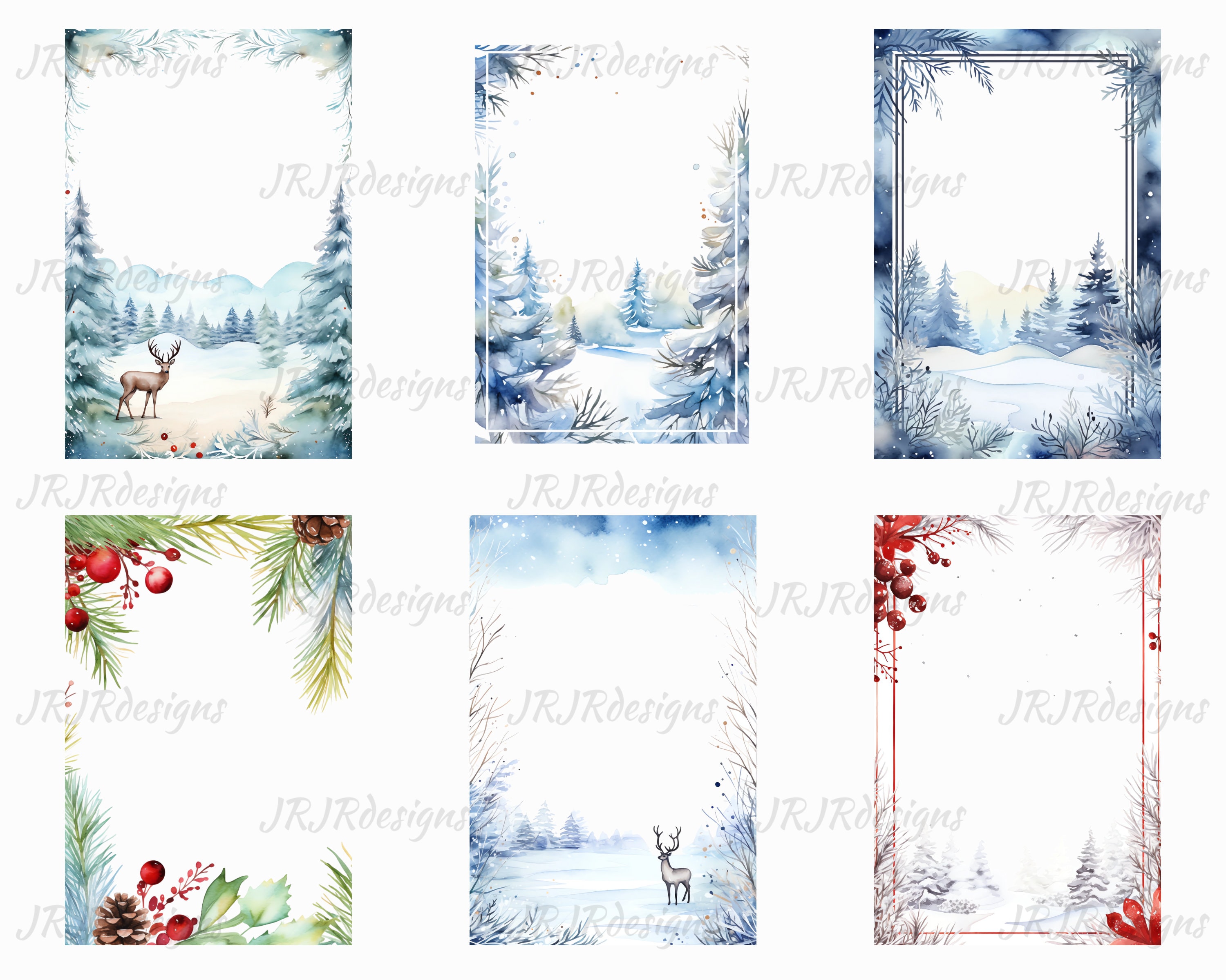 24 Winter Wonderland Frames Clipart Bundle | Aspect Ratio 2:3 | Snowy ...