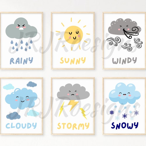 Set of 6 Main Weather Types Digital Prints Elementary - Etsy