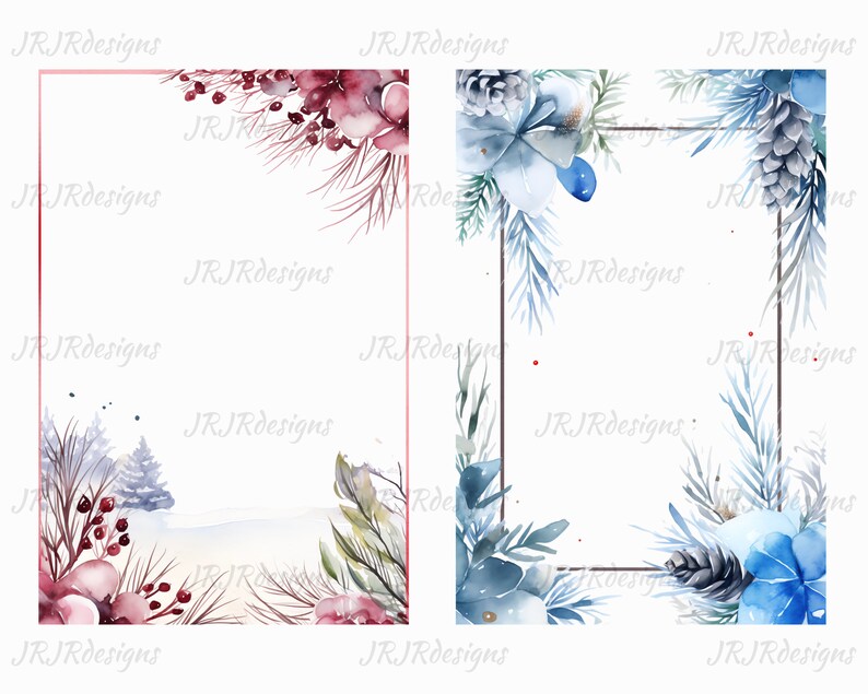 24 Watercolor Winter Frames Clipart Bundle (digital Download) - Etsy
