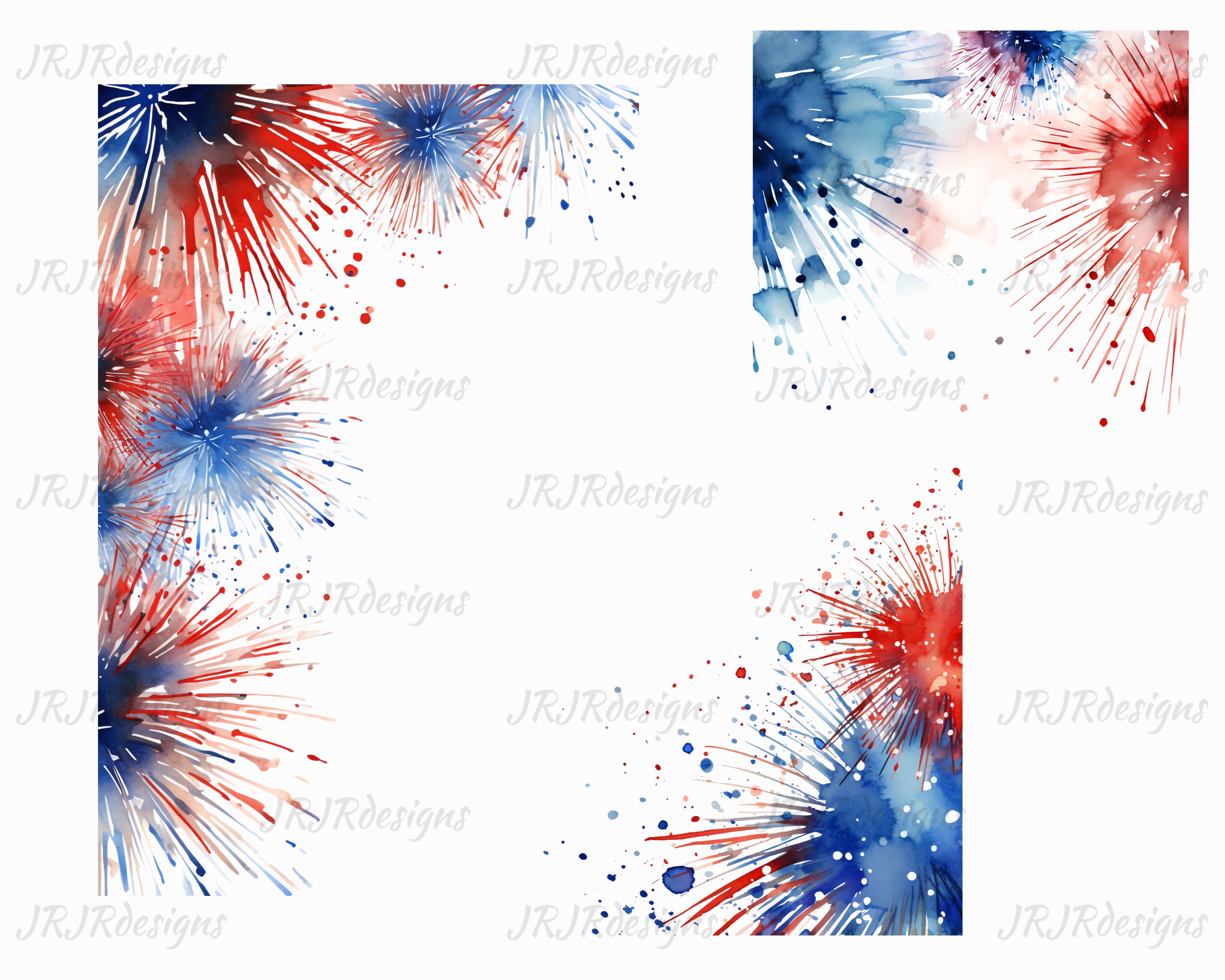 25 4th of July Fireworks Corner Frames Clipart Bundle | Aspect Ratio 2: ...