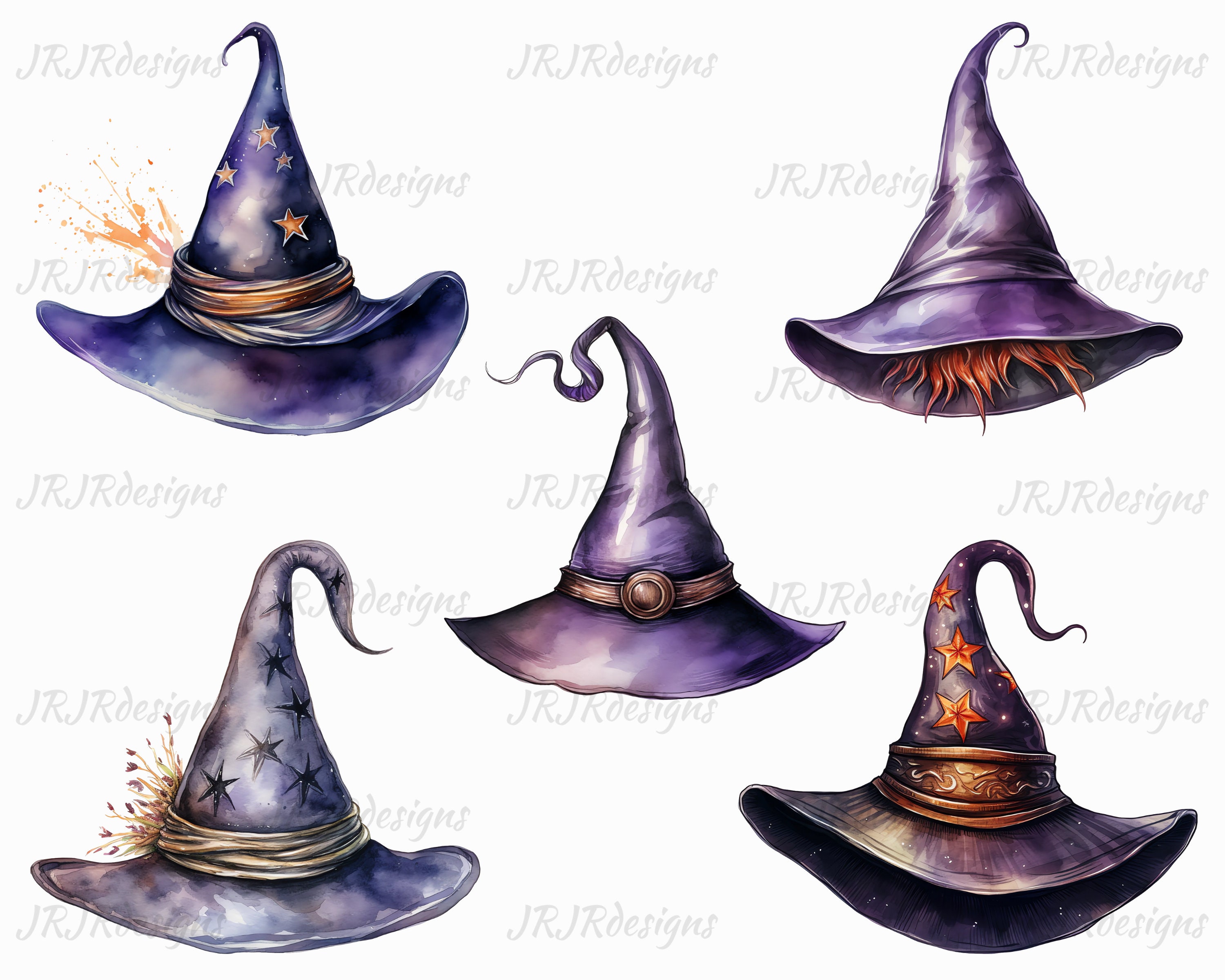 27 Witch Hats Clipart Bundle | 300 DPI | Watercolor | Halloween ...