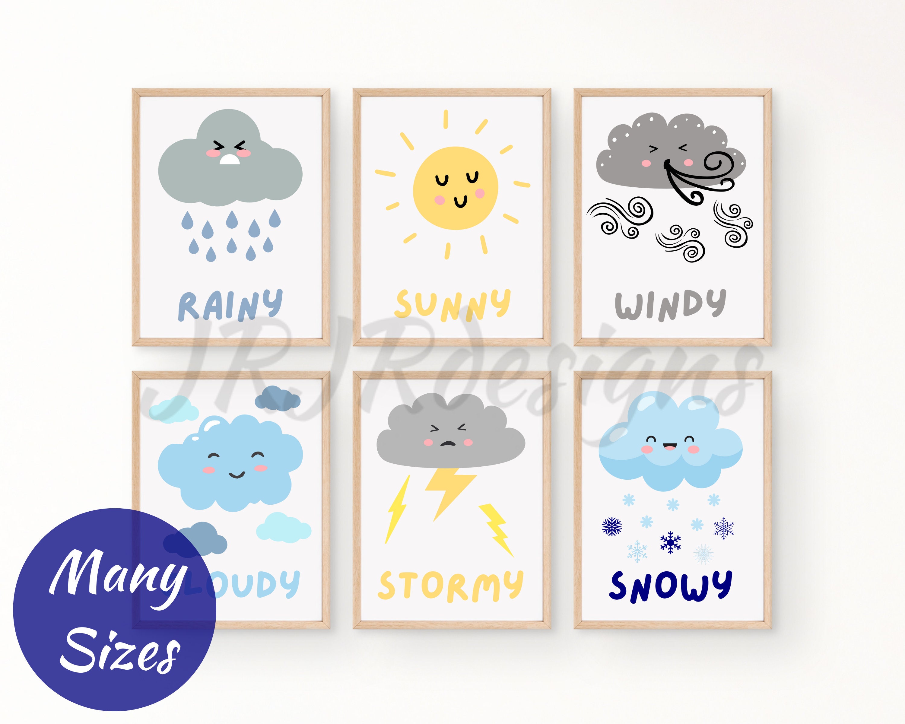 Set of 6 Main Weather Types Digital Prints (Download Now) - Etsy