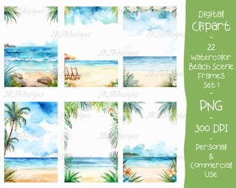 27 Seashells Frames Clipart Bundle Aspect Ratio 2:3 300 DPI Summer ...