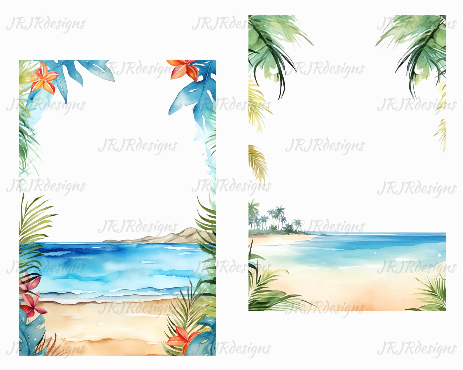 22 Beach Scene Frames Clipart Bundle | Aspect Ratio 2:3 | 300 DPI ...
