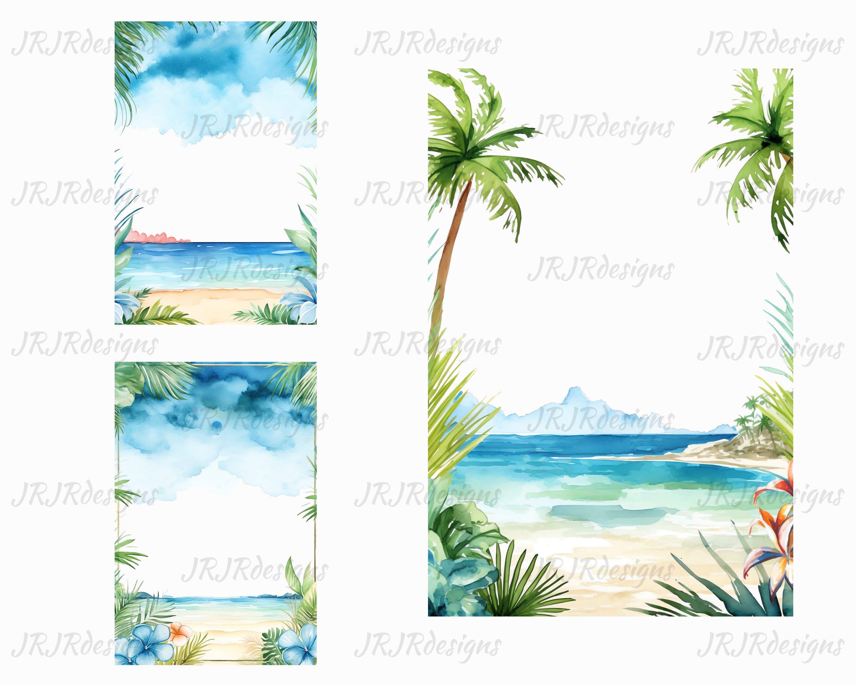 22 Beach Scene Frames Clipart Bundle | Aspect Ratio 2:3 | 300 DPI ...
