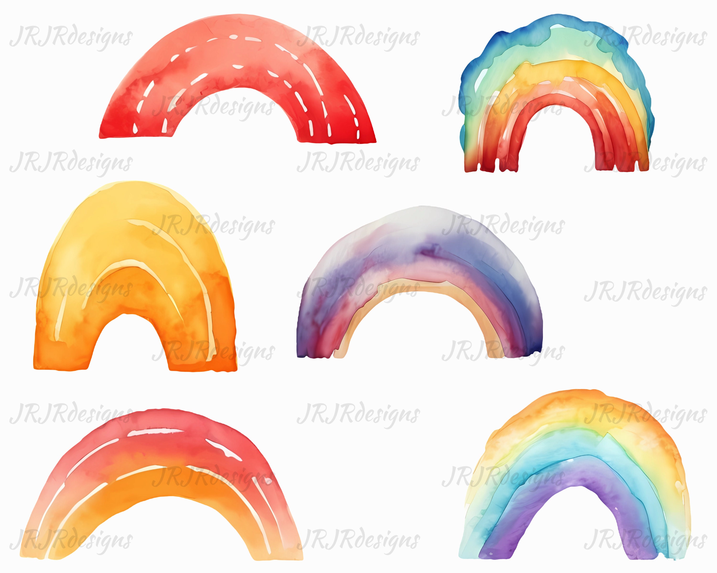 39 Rainbows Clipart Bundle Watercolor 300 DPI Hope Beauty Fortune ...