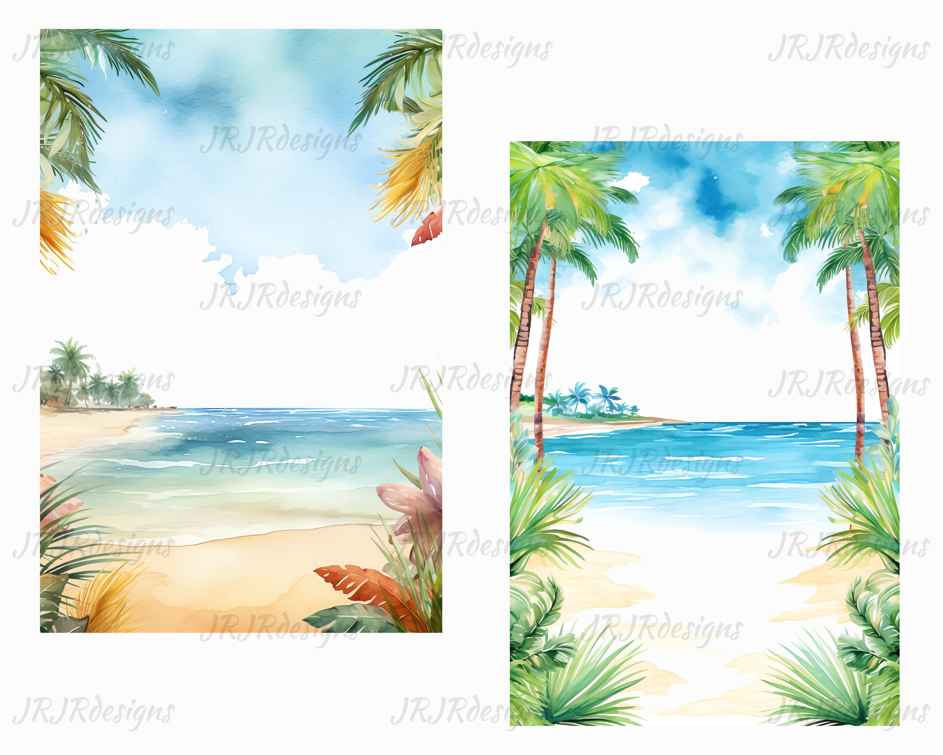 22 Beach Scene Frames Clipart Bundle | Aspect Ratio 2:3 | 300 DPI ...
