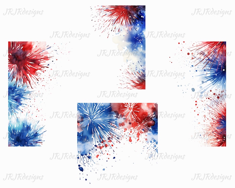 25 4th of July Fireworks Corner Frames Clipart Bundle | Aspect Ratio 2: ...