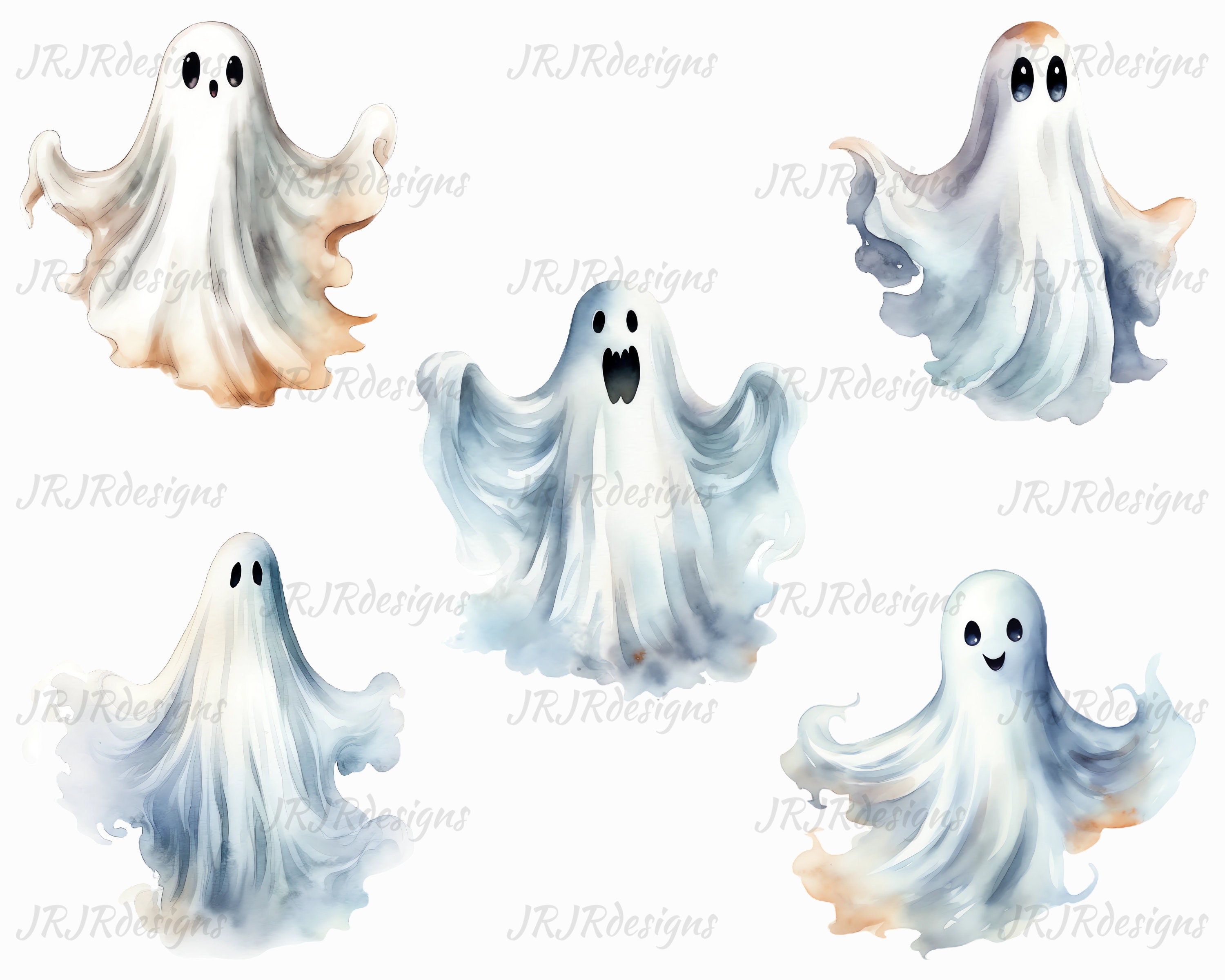 26 Ghosts Clipart Bundle | 300 DPI | Watercolor | Halloween | Spooky ...