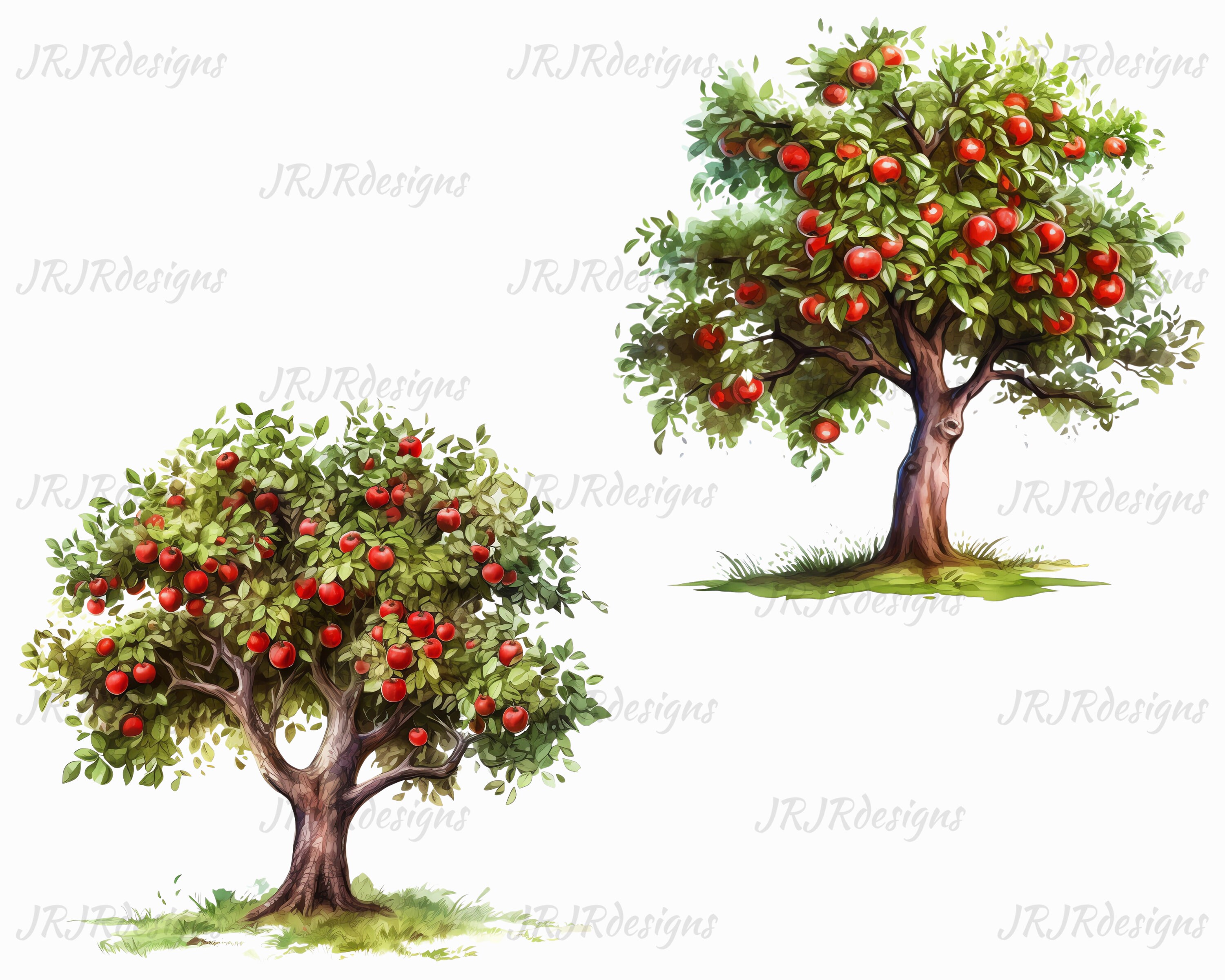 20 Apple Trees Clipart Bundle | 300 DPI | Watercolor | Nature | Fruit ...