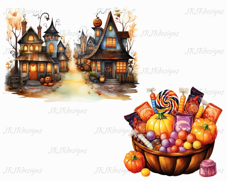20 Trick or Treat Theme Clipart Bundle 300 DPI Watercolor - Etsy