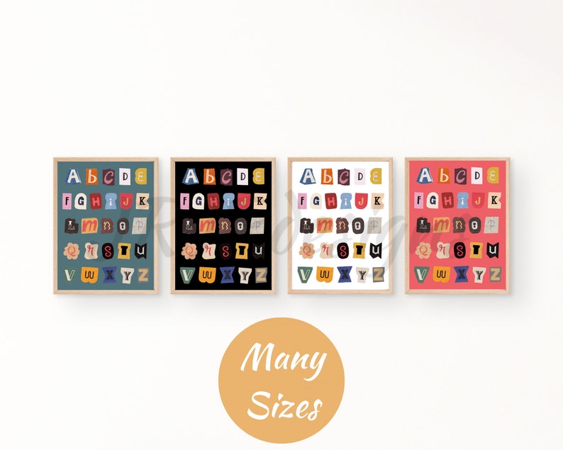 Set of 4 Zine Modular Alphabet Letters Digital Prints Prek & Elementary ...