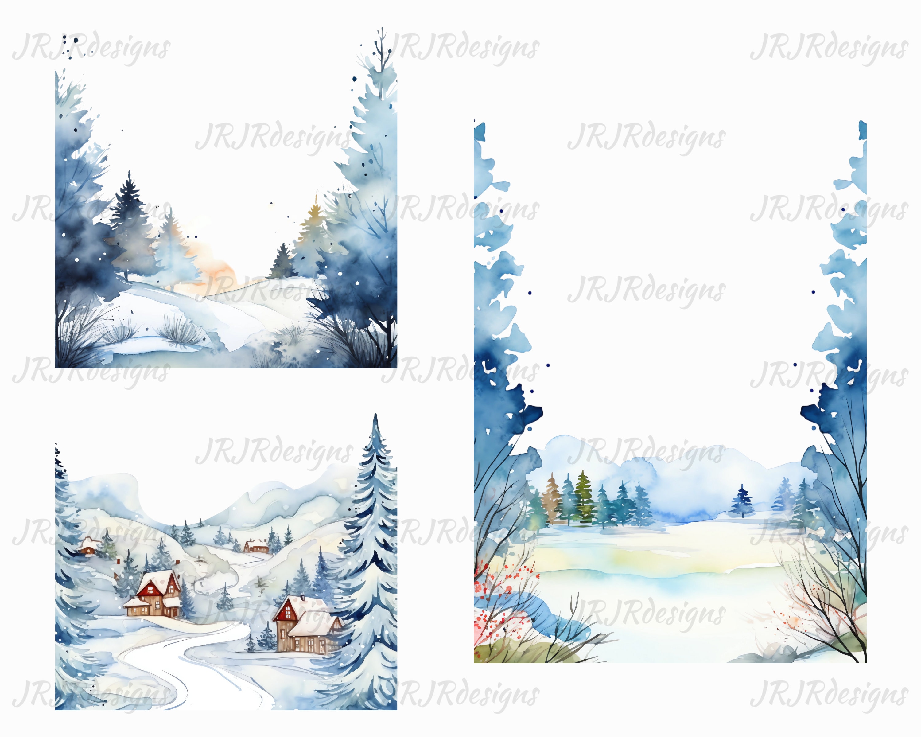24 Winter Wonderland Frames Clipart Bundle | Aspect Ratio 2:3 | Snowy ...