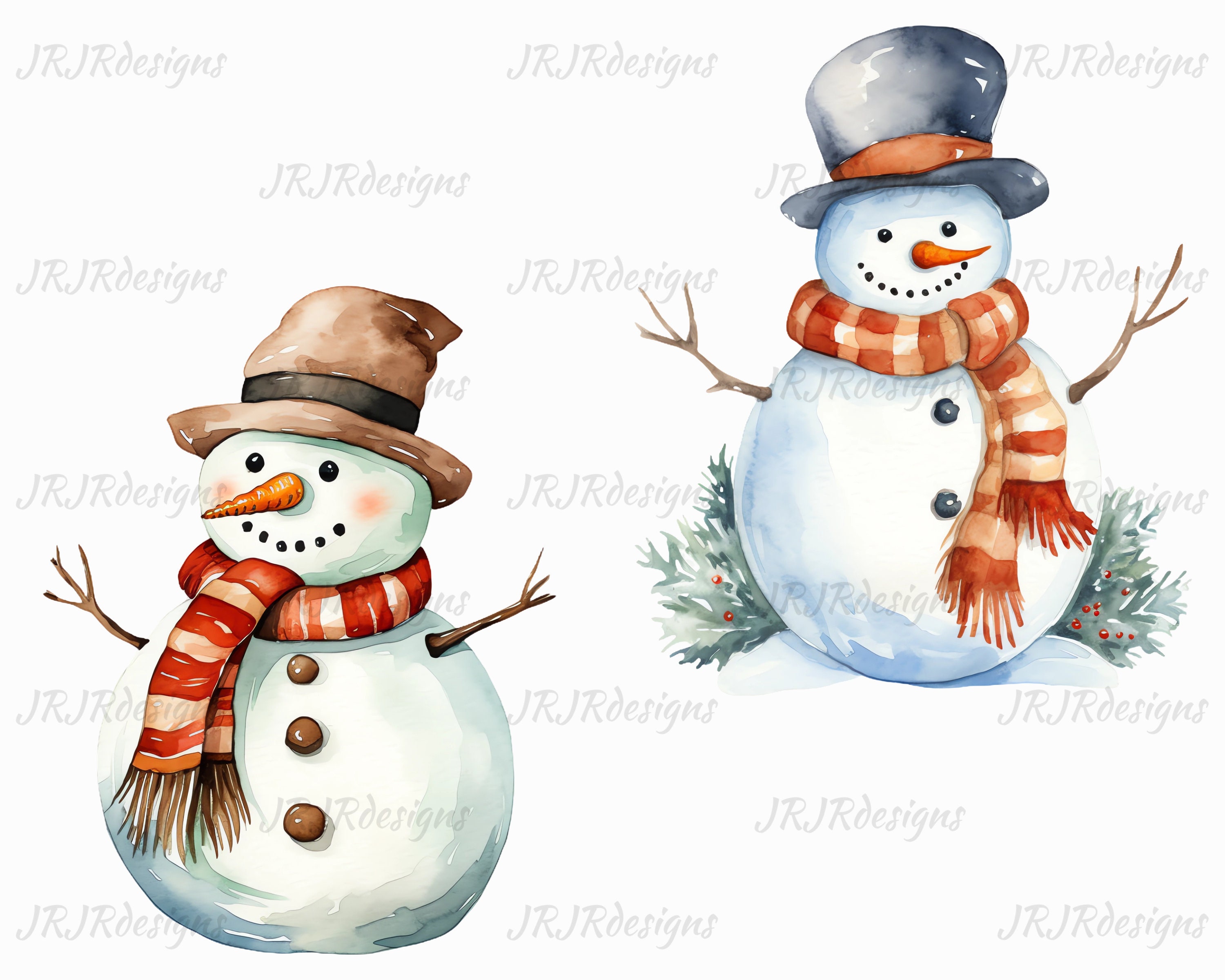 25 Snowmen Clipart Bundle | 300 DPI | Watercolor | Frosty the Snowman ...