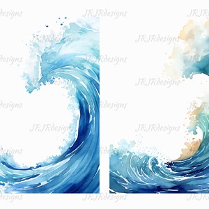 24 Ocean Waves Corner Frames Clipart Bundle | Aspect Ratio 2:3 | 300 ...