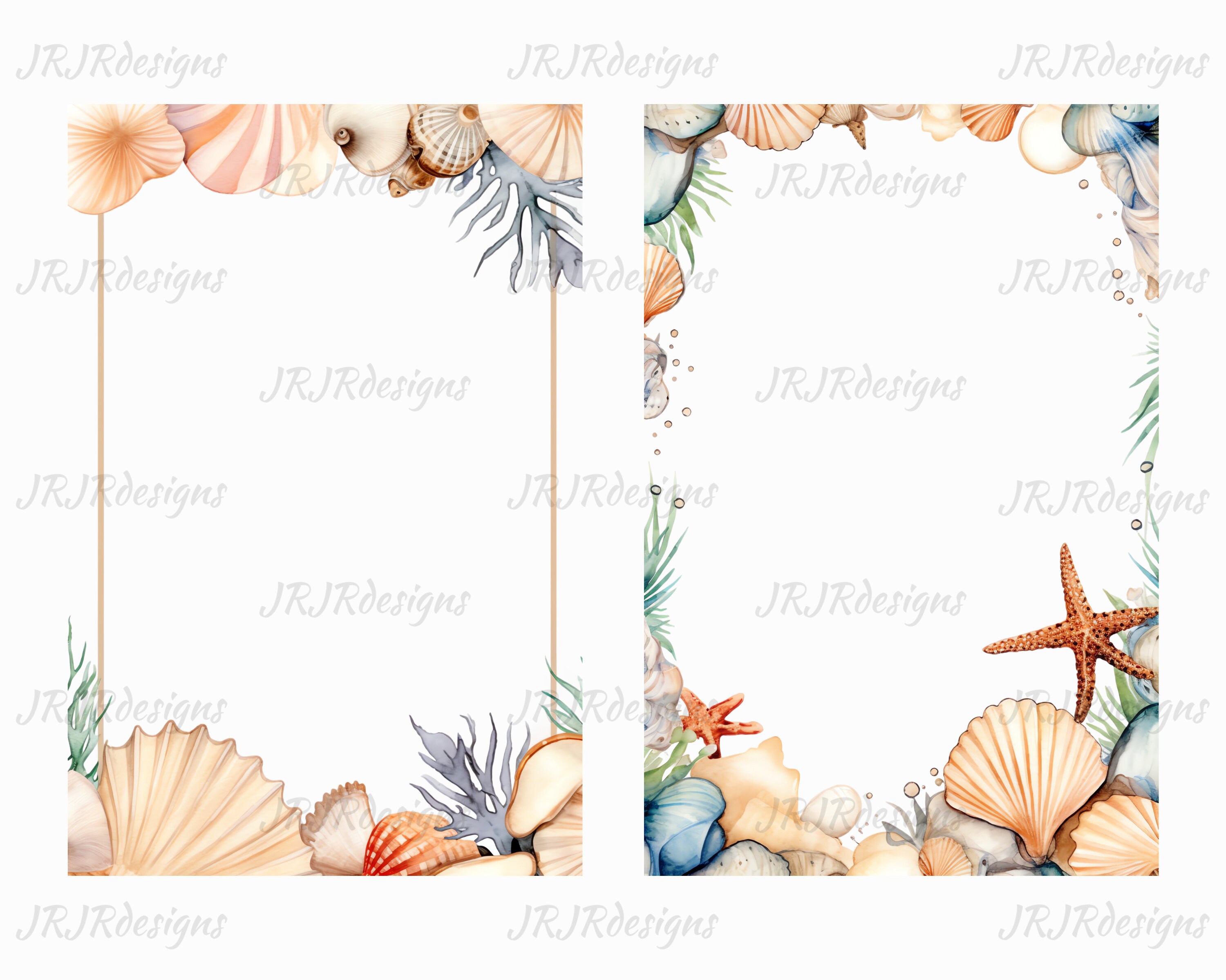 27 Seashells Frames Clipart Bundle | Aspect Ratio 2:3 | 300 DPI ...