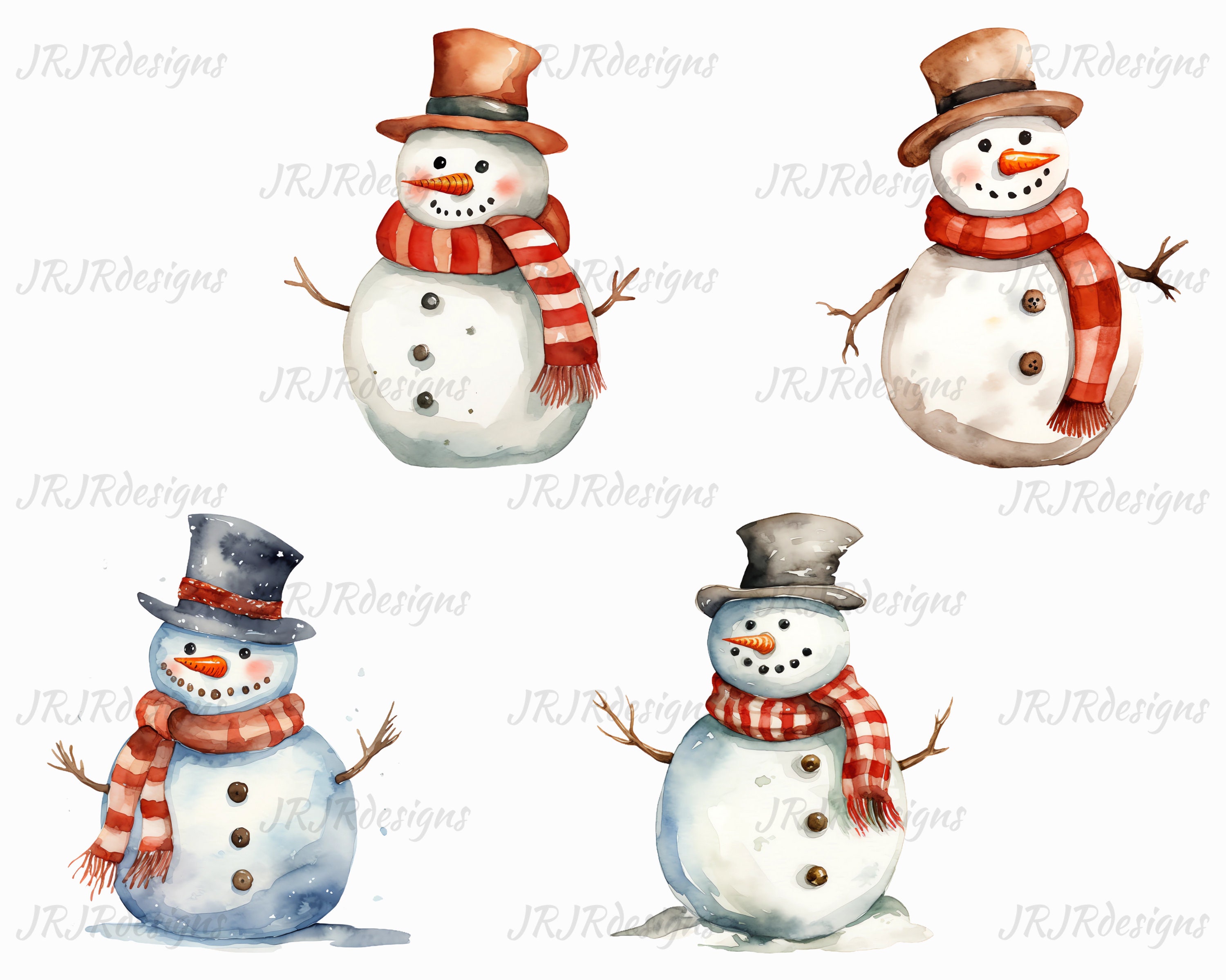 25 Snowmen Clipart Bundle | 300 DPI | Watercolor | Frosty the Snowman ...