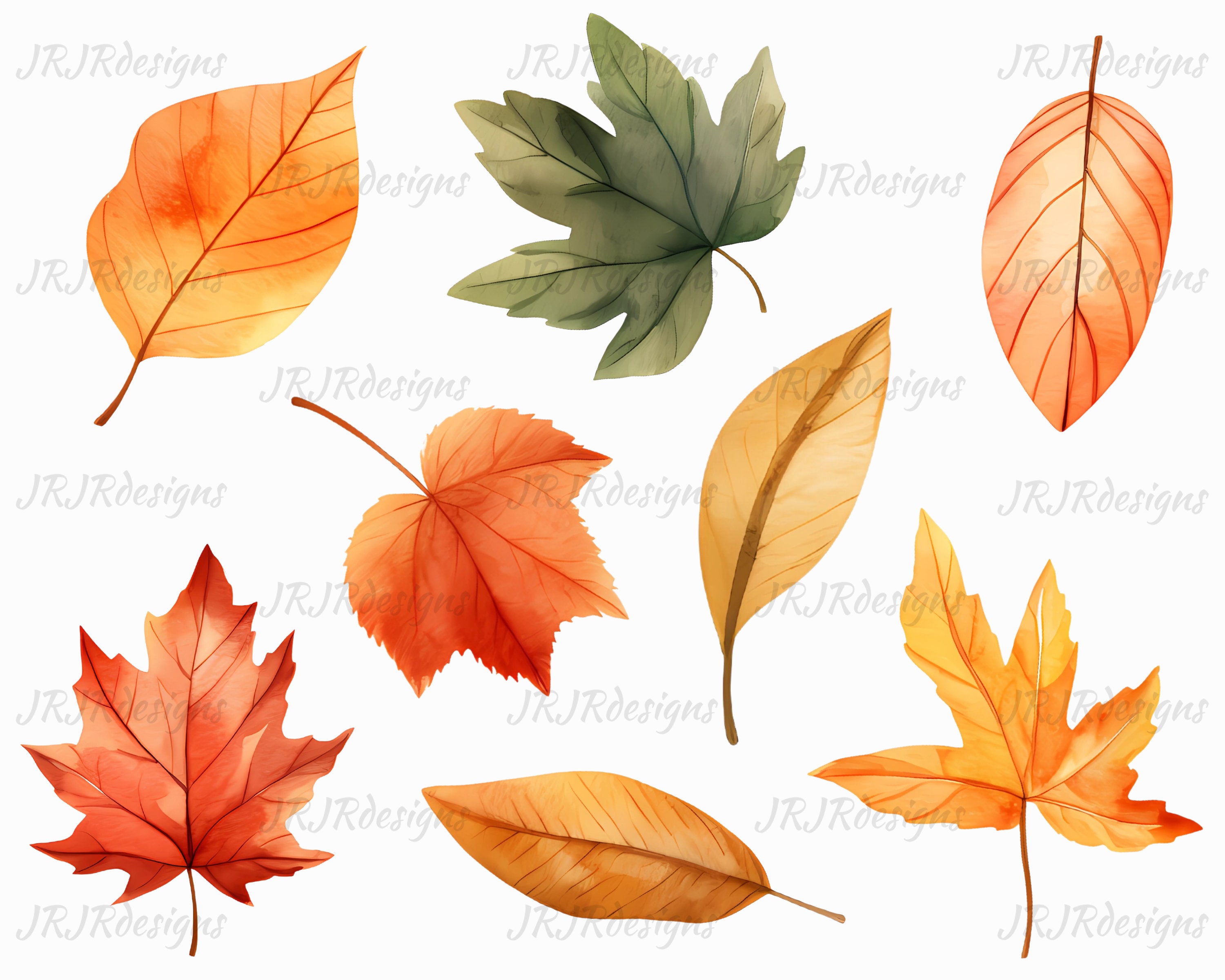 45 Fall Leaves Clipart Bundle | 300 DPI | Watercolor | Autumn Foliage ...