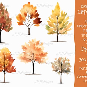 39 Fall Trees Clipart Bundle | 300 DPI | Watercolor | Nature | Autumn ...